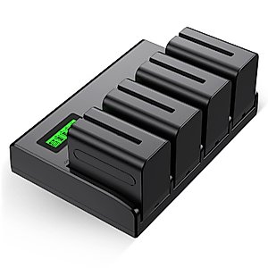 4 Pack NP-F970 Batteries and 4-Channel Charger for Sony NP-F970 NP-F950 NP-F960 NP-F550 NP-F330 NP-F570 Battery and Sony CCD-SC55, TR516, TR716, TR818, TR910, TR917 Sony handycams