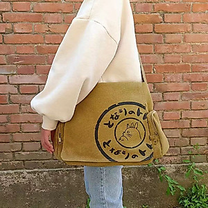 GESALOP Vintage Canvas Crossbody Bag Aesthetic Tote Cute Crossbody Purse Trash Purse Messenger Bag (Army Green)