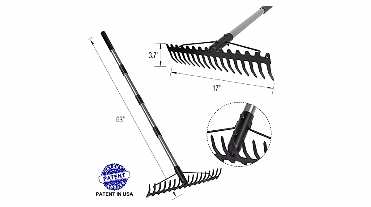 Walensee 5.4FT Bow Rake Heavy Duty Garden Rake with Stainless Steel ...