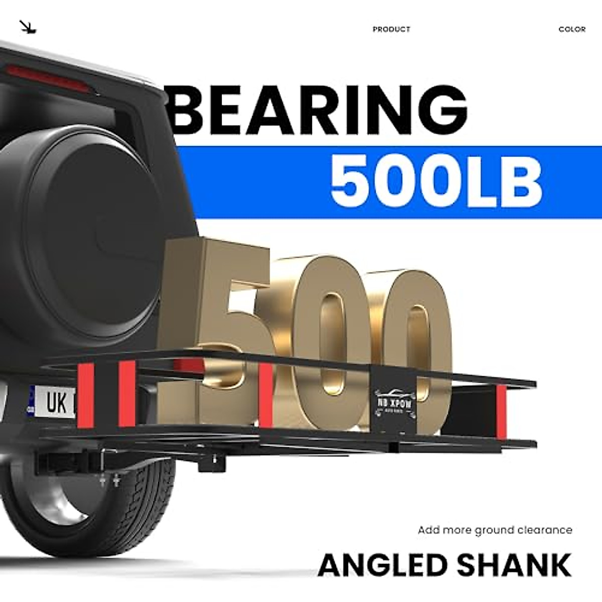 MKING Hitch Mount Cargo Carrier Folding Basket 60" X 20" X 6", 500 Lbs Capacity Tow Hitch Cargo Carrier with Net & Straps