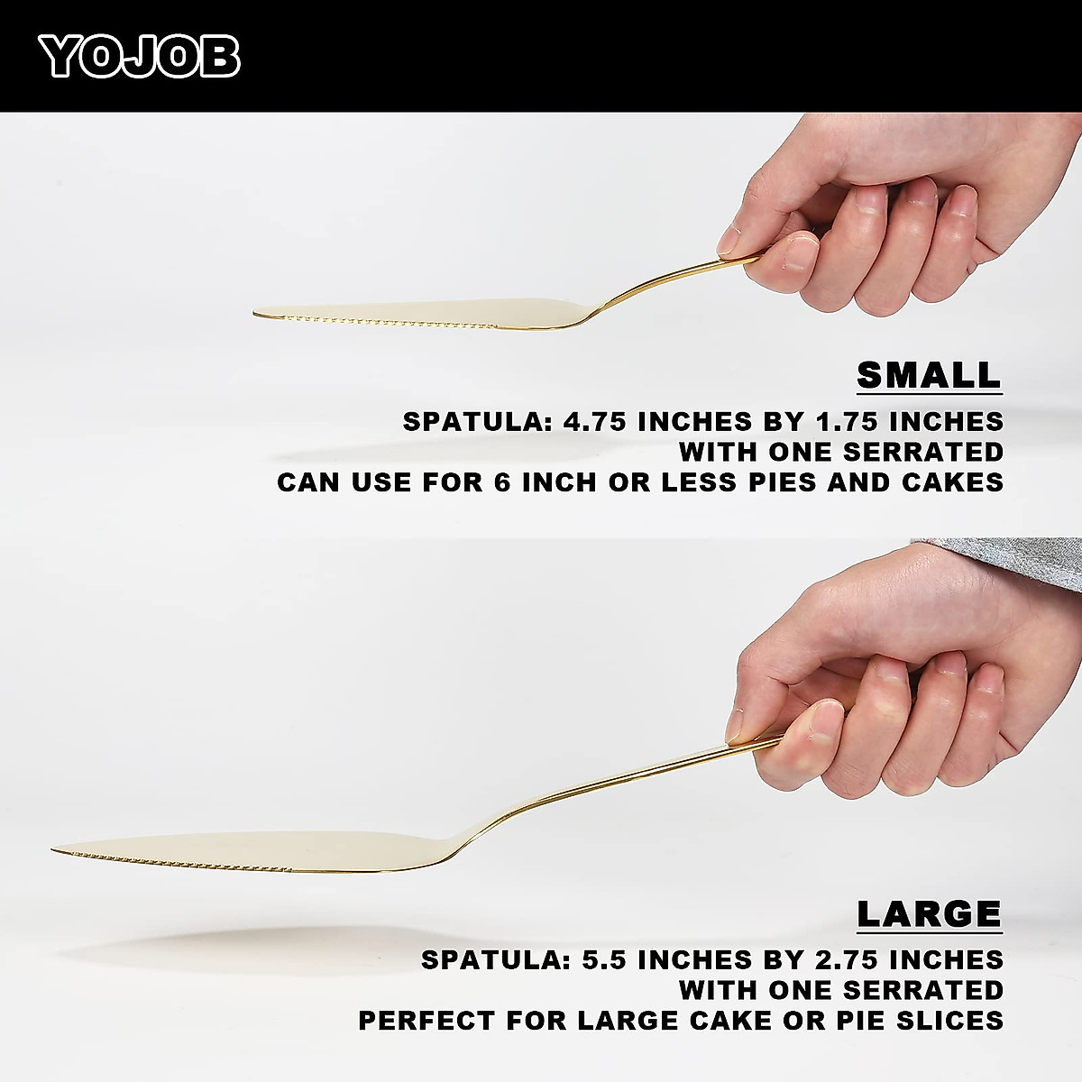 YOJOB Wedding Cake Knife and Server Set, Simple Style Cake Cutting Set, Pastry Pie Server for Wedding, Birthday, Parties, Events (Gold)