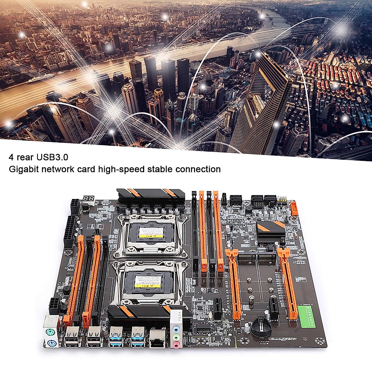 X99 Desktop Motherboard with Inter X99 Chip Set, LGA 2011 V3 Gaming Motherboard with 2 * M.2 SSD /6 * SATA3.0 Slot, 8 DDR4 DIMM, RJ45 Network Card Slot