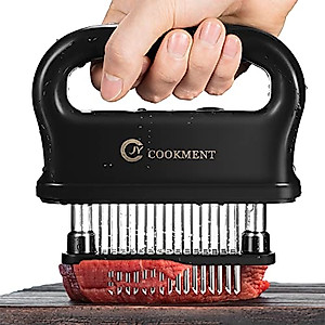 Meat Tenderizer with 48 Stainless Steel Ultra Sharp Needle Blades, Kitchen Cooking Tool Best for Tenderizing, BBQ, Marinade by JY COOKMENT