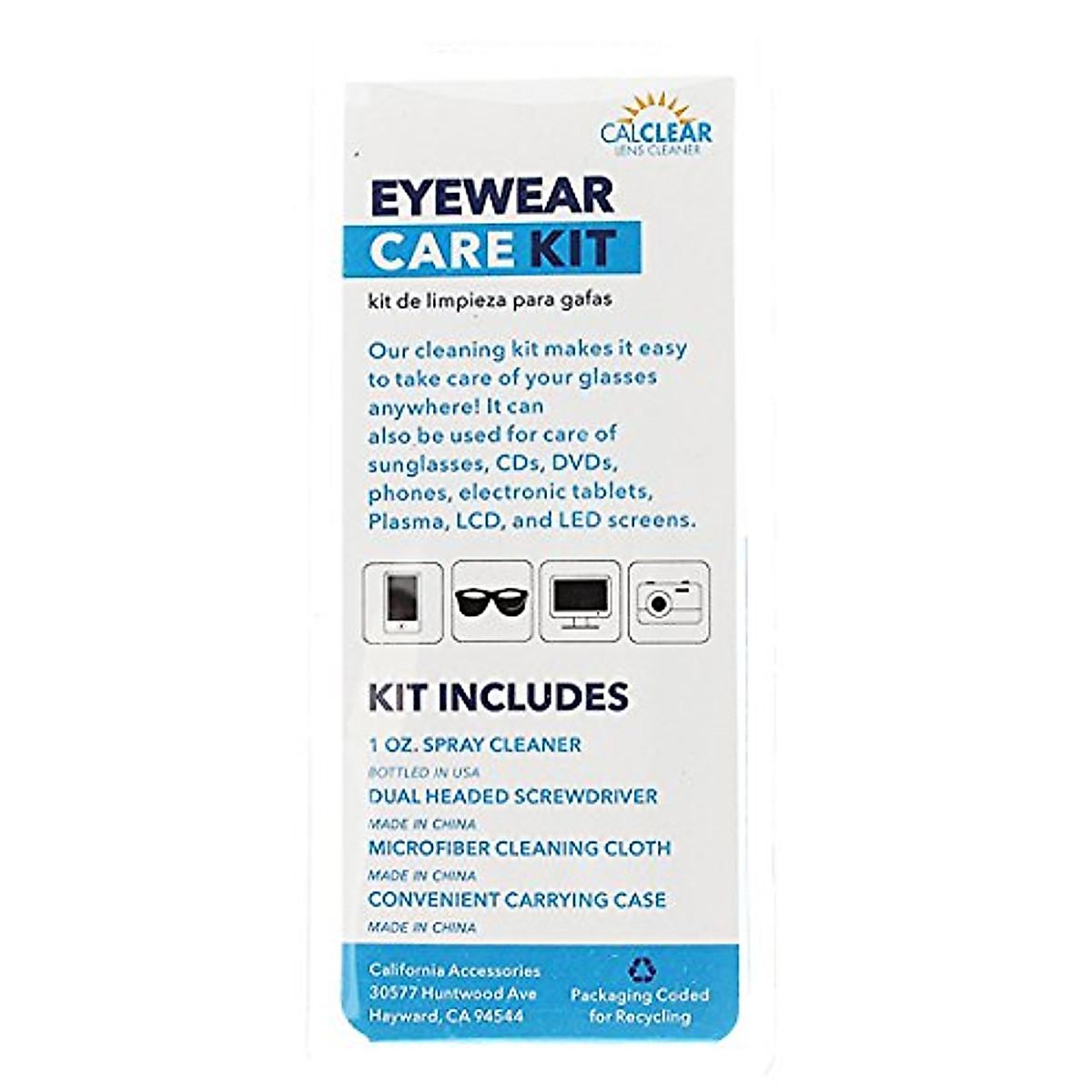 Eyeglass Cleaning & Repair Kit; 1oz Bottle Cleaning Spray, Microfiber Cleaning Cloth, Keychain Screwdriver, Pink