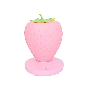 Nesee Children's Night Light,Cute Silicone Strawberry Lamp Children's Bedside Color Changing Lamp,USB Rechargeable,3 Modes Touch Switch Gift for Birthday,Christmas (Pink)