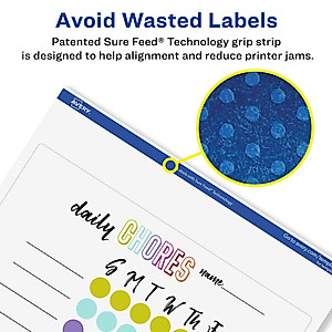 Avery Glossy Clear Square Labels with Sure Feed, 8" x 8", 50 Glossy Clear Labels, Laser/Inkjet Printable Labels