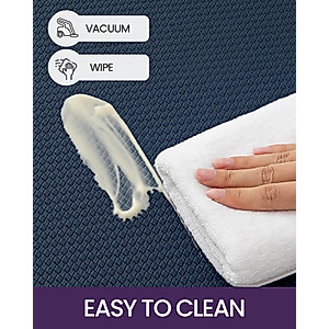 DEXI Kitchen Floor Mats Cushioned Anti Fatigue,17x29+17x59, Standing Runner Rug Waterproof, Comfort Memory Foam Padded for Front Sink Laundry Set of 2, Navy