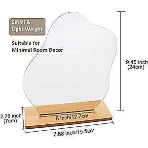 DaizySight Irregular Aesthetic Vanity Mirror Frameless, Decorative Desk Tabletop Acrylic Mirrors with Wooden Stand for Living Room, Bedroom, and Minimal Spaces Home Decor - Cloud Shape