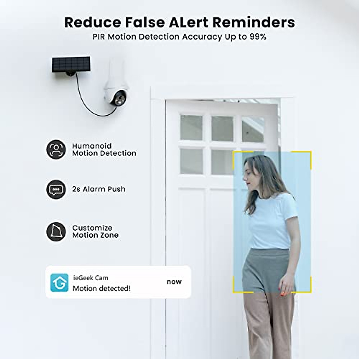 ieGeek 5MP Security Cameras Wireless Outdoor, Solar Camera Security Outdoor WiFi 360° PTZ Battery Powered with Spotlight & Siren/Motion Detection/Color Night Vision/2-Way Audio/IP65, Works with Alexa