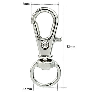 50 pcs Swivel Clasps Lanyard Snap Hook,cnomg Metal Swivel Lanyard Snap Hook Lobster Claw Clasp(Sliver)