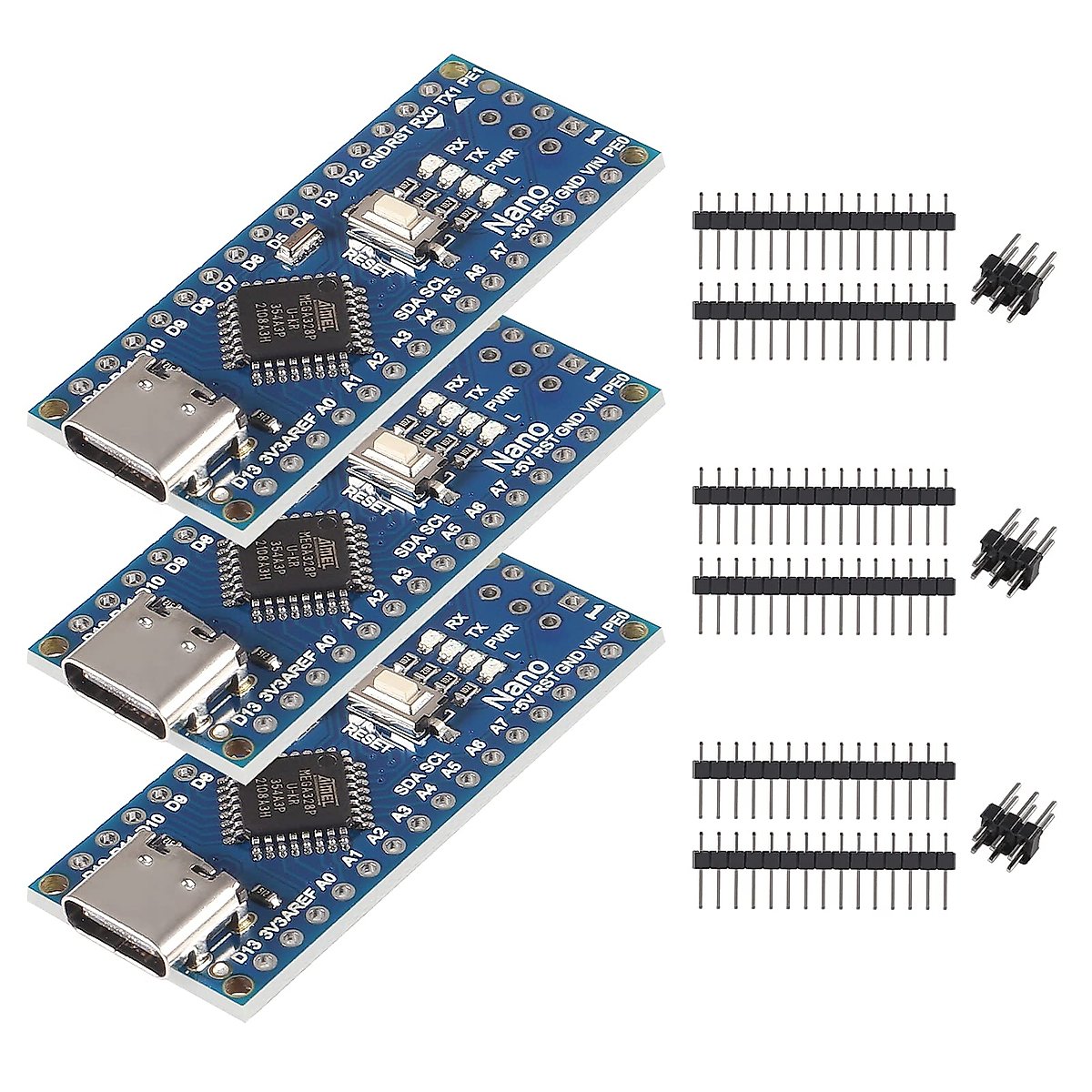 ACEIRMC 3pcs Type-C USB CH340 5V 16MHz for Nano 3.0 ATmega328P Controller Board Compatible for Arduino Nano CH340 USB Driver Nano V3.0 ATmega328 (Type-C)