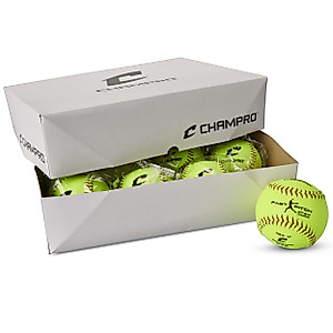 Champro Poly Synthetic Cover, .44 COR, 375 Compression, Red Stiches (Optic Yellow, 12)