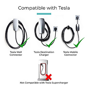 [Only for J1772 EVs ] Lectron - Tesla to J1772 Charging Adapter, Max 48A & 250V - Compatible with Tesla High Powered Connectors, Destination Chargers, and Mobile Connectors (White)