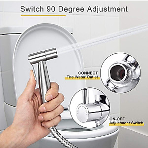 Bidet T Adapter with Shut-Off Valve, Brass T Valve Adapter for Bidet, 3 Way Tee Connector 7/8”1/2”16/15”, T Valve Bidet Attachment for Toilet