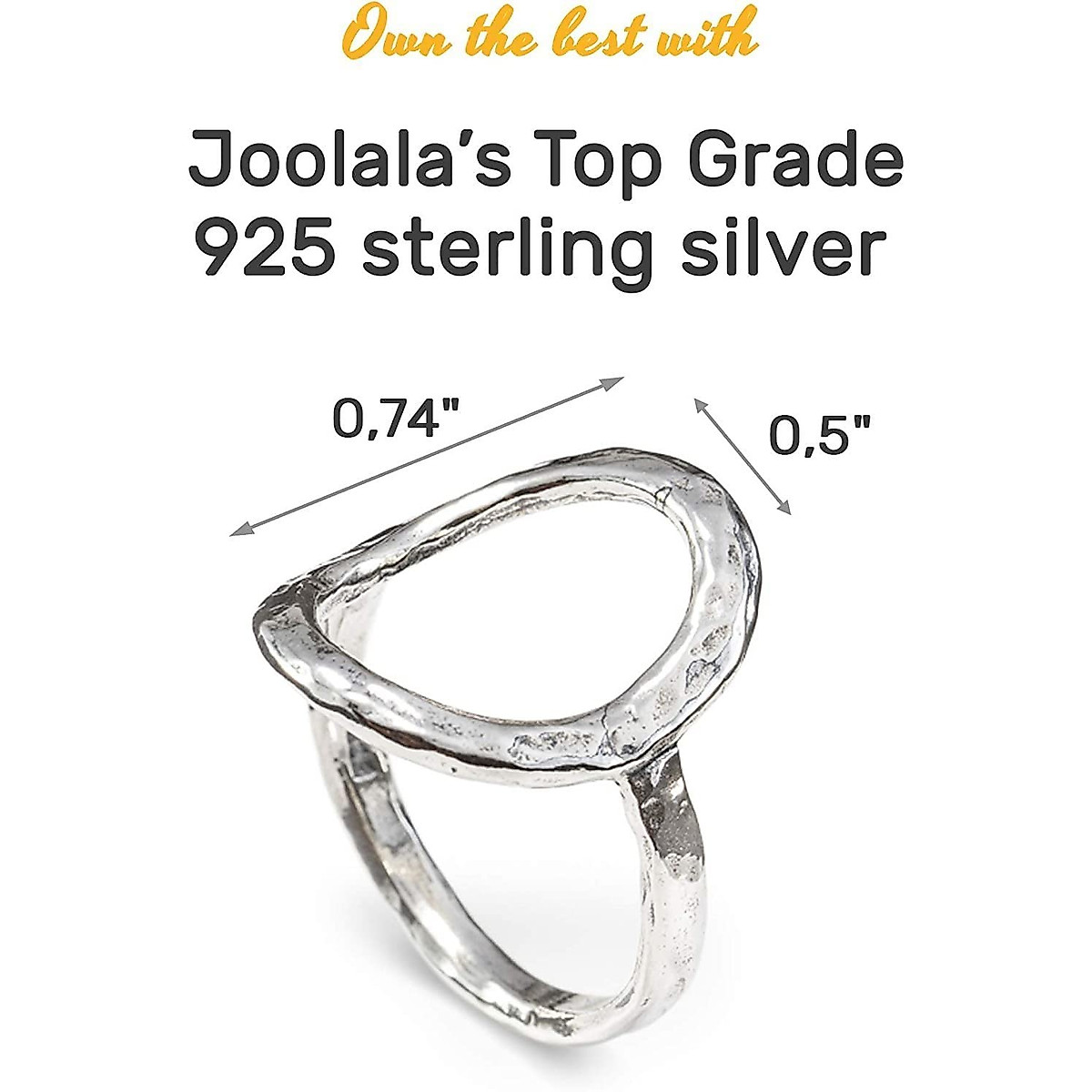 Joolala Karma Open Circle Round Minimalistic Ring in 925 Sterling Silver/Gold Plated - for Women (8, Silver)