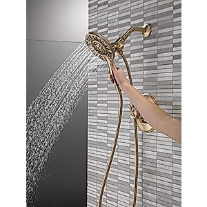 Delta Faucet Linden 17 Series Dual-Function Shower Faucet, Shower Trim Kit with 4-Spray In2ition 2-in-1 Dual Hand Held Shower Head with Hose, Champagne Bronze T17294-CZ-I (Valve Not Included)