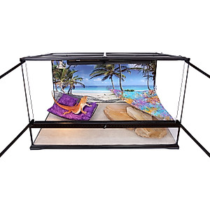 Carolina Custom Cages Reptile Habitat Background, Tropical Beach and Palm Trees, 15.75" x 36"