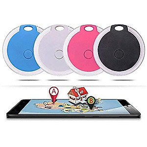 Larse Mini Cat/Dog GPS Tracking Locator, Small Portable Bluetooth Intelligent Anti-Lost Device for Luggages/Kid/Pet, Round Waterproof Bluetooth Alarm Device with Tracking Function (Pink, One Size)