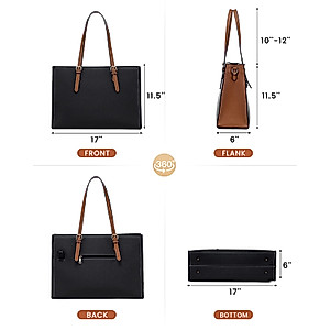 LOVEVOOK Laptop Tote Bag for Women, 15.6 inch Computer Tote Work Bag Purse, Large Waterproof Leather Professional Briefcase for Office, Work Travel