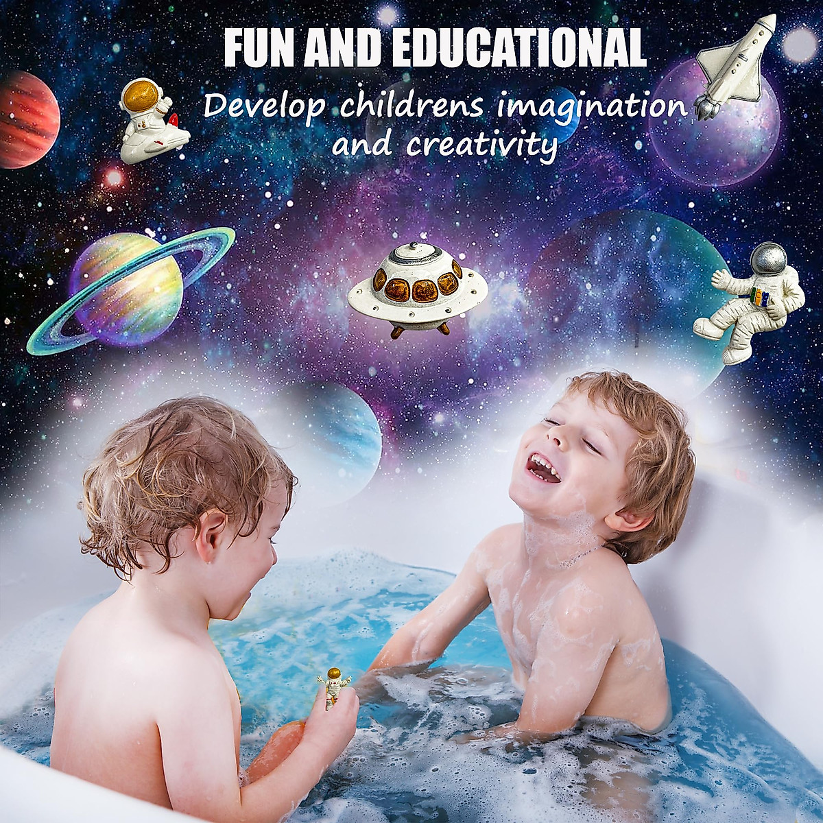 Galaxy Bath Bombs for Kids with Surprise Inside - Organic Bubble Bath Bombs with Educational Outer Space Planet Toys. Gentle, Natural & Kids Friendly - Birthday Gifts for Kids, Halloween Party Favors