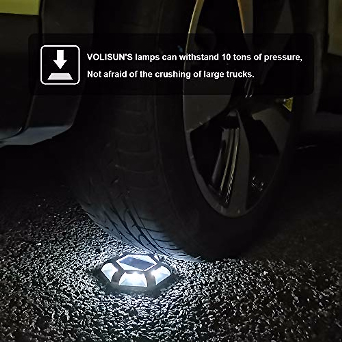 VOLISUN Solar Deck Lights Driveway Dock Lights, 12-Pack Waterproof 1200mAh Wireless Outdoor LED Aluminum Dock Lighting Warning Step Lights for Driveway Sidewalk Garden Pathway Yard(White)