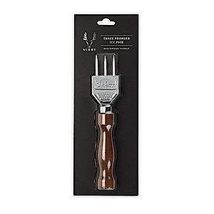 Viski 3 Pronged Ice Pick, Wood Handle Stainless Steel Ice Shaper, Bar & Cocktail Tools
