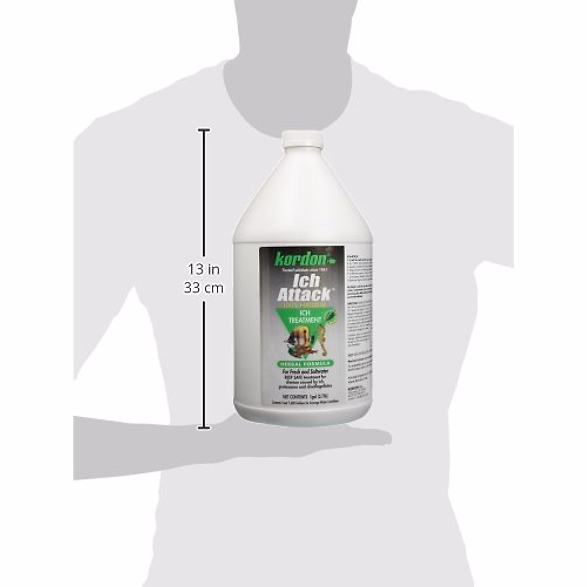 KORDON Ich-Attack Disease Inhibitor: Treats for Ich & External Fish Diseases, 100% Organic Herbal Treatment for Fresh & Saltwater, Safe for Invertebrates, Made in the USA, 1 gallon