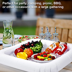 12 Pcs Inflatable Serving Bars Ice Serving Buffet with Drain Plug Inflatable Party Cooler Salad Food Drink Cooler for Parties Bbq Picnic with 2 Hand Pump, 2 Size