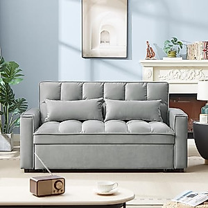 Tufted Loveseat Sofa Futon Sleeper Sofá Bed Adjustable Pullout Chaise Lounge Recliner Chair Reversible Folding Daybed Guest Bed Convertible Upholstery 2-Seat Love Seat Sofabed,600lb Capacity