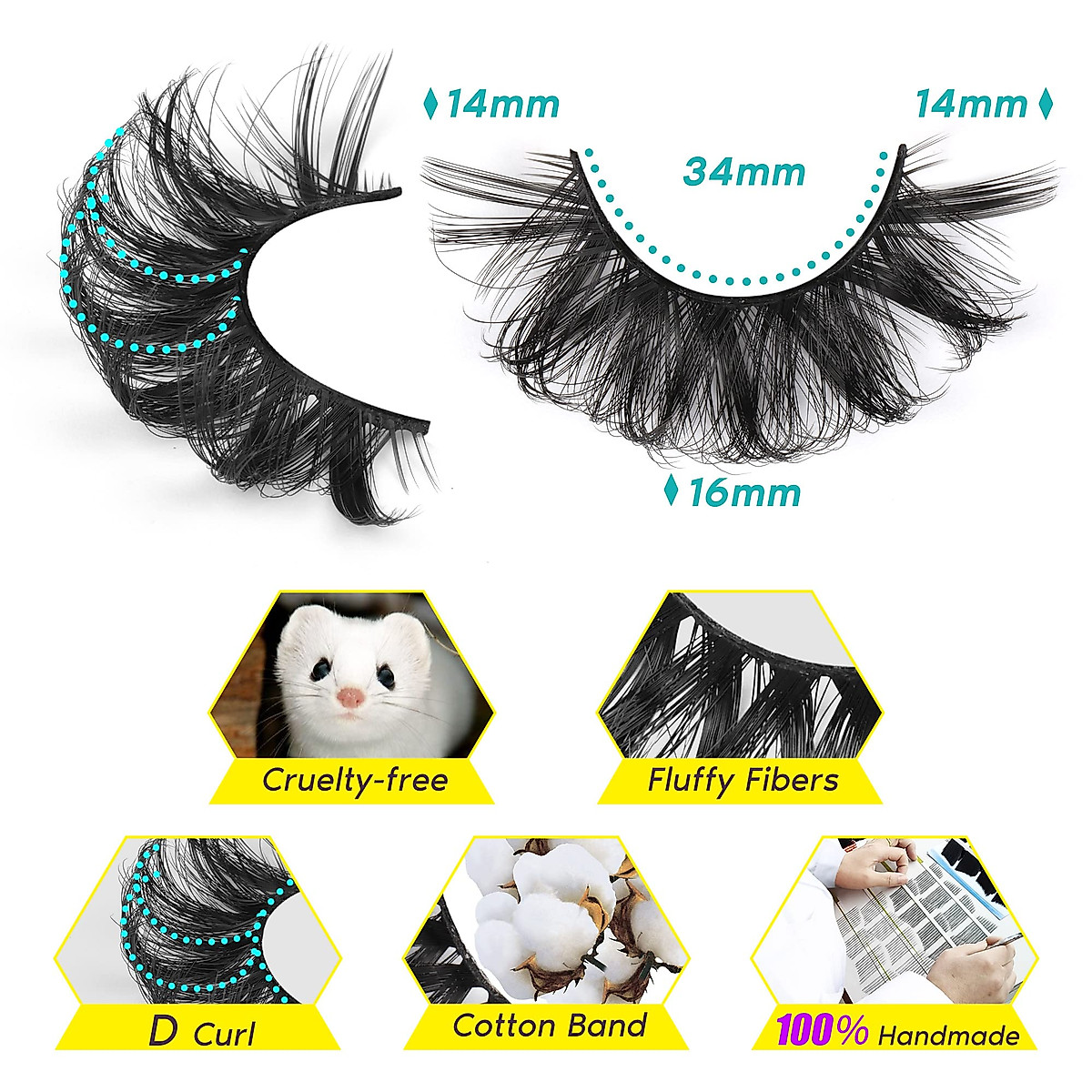 Lashes Natural Look Fluffy Russian Strip Lashes Wispy Eyelashes Natural 9 Styles Mixed False Eyelashes D Curl Multipack