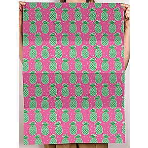 CENTRAL 23 Birthday Gift Wrap - Pineapple Wrapping Paper - 6 Sheets of Fruit Gift Wrap for Her - Tropical Themed Birthday - Pink Green - Summer - Comes With Fun Stickers