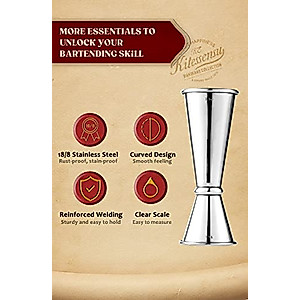 KITESSENSU Jigger for Bartending, Japanese Jigger 2 oz 1 oz with Measurements Inside, 18/8 Stainless Steel Cocktail Jiggers