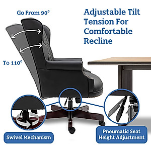 Halter Executive Office Swivel Chair Height Adjustable Reclining Ergonomic Cushioned Seat and Backrest, Head and Arm Support, Caster Wheels, PU Leather, 1 Pack Olive Green