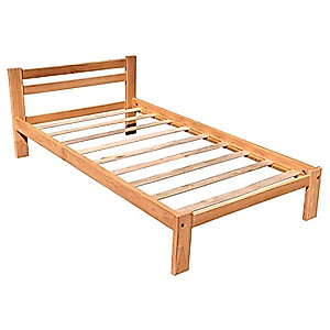 Amazonas Twin Size Bed Frame Solid Pine Wood Honey Pine with Hardwod Slats Support Finish Wooden Kids Bed Single Suitable for Boys Girls Bedroom Wooden Bed Frame