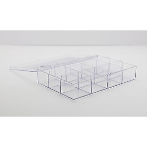 Clear 12 Compartment Hinged Plastic Box - 4 Pieces