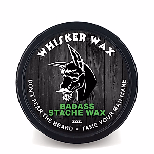 Badass Beard Care Mustache Wax For Men, 2 oz - Made with All Natural Butters and Waxes, Medium Hold, Keeps Mustache Looking and Feeling Natural and Soft