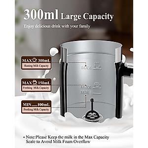 5-in-1 Milk Frother and Steamer - Upgraded Automatic Milk Steamer 11.8oz Hot & Cold Foam Maker and Milk Warmer with LED Display Touch Screen & Two Whisks for Latte,Cappuccinos,Silent Working