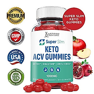 Justified Laboratories (2 Pack) Super Slim Keto ACV Gummies 1000MG with Pomegranate Juice Beet Root B12 60 Gummys