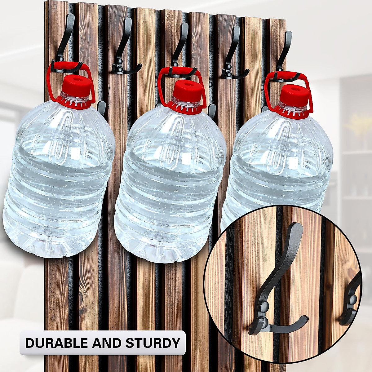 BKCEHCRS Coat Hooks Wall mount-20.47" Long Coat Rack Wall Mount,Wood Coat Rack Hook,Coat Hanger Wall Mount for Hotel Entryway, Farmhouse, Bedroom(Brown),Pine Wood,20.47