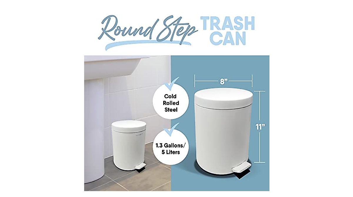 MICRODRY 5-Liter Round Trash Can with Slow Close Lid