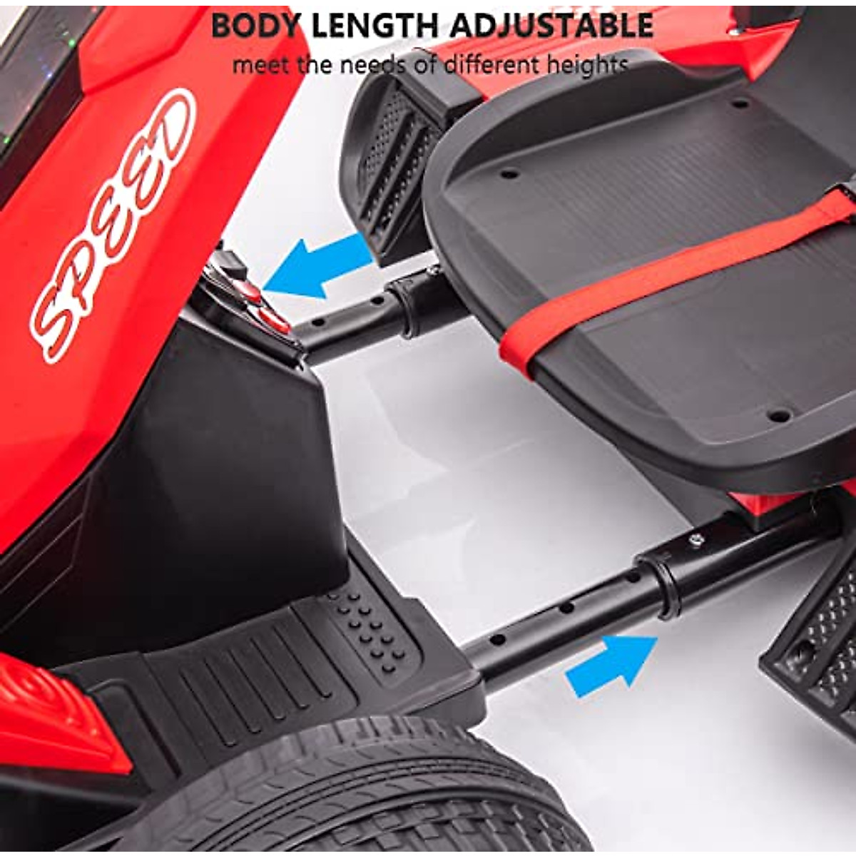 PRIME CLUB Electric Go Kart 12V Ride on Car Racer Pedal Car with Remote Control Brake Music USB Port,Adjustable Length Birthday for 37-95 Months Boys Girls (White)