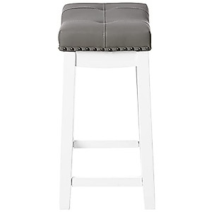 Angel Line Cambridge bar stools, 24" Set of 2, White with Gray Cushion