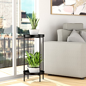 OVICAR Plant Stand Indoor Outdoor - Flower Pot Holder Metal Plant Rack Organizer , 2 Tiers Tall Planter Display Storage Shelf For Home Garden Patio Bathroom Office Living Room Balcony Corner(Black)