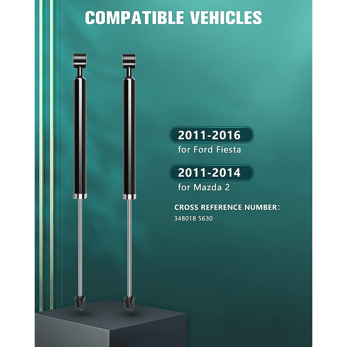 Shocks for Ford,AUTOMUTO Shocks Absorbers Kit 2x Rear Shock Sets Fits 2011 2012 2013 2014 2015 2016 for Ford Fiesta,2011 2012 2013 2014 for Mazda 2 Auto Shocks 348018