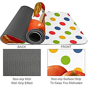 Yoga Mat, Yoga Mats for Home Workout, Workout Mat, Exercise Mats, Pilates Mat, Autumn Ripe Persimmons in the Basket Colorful Dot