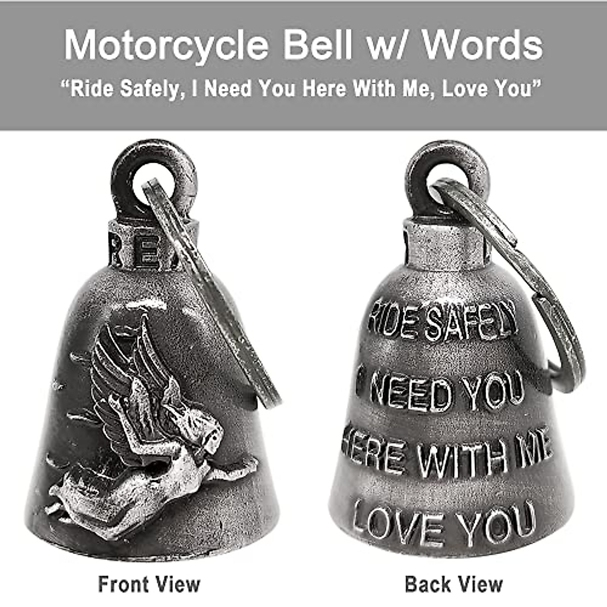 Dream Apparel Motorcycle Bell for Bikers Women Men W/ Hanger, Biker Bell for Riders, Good Luck Riding Bell Spirit Bell Moto Accessories