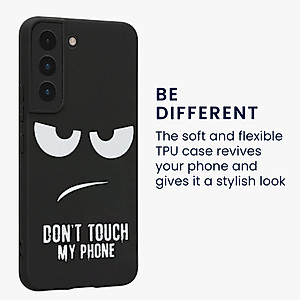kwmobile TPU Silicone Case Compatible with Samsung Galaxy S22 - Case Soft Cover - Don't Touch My Phone White/Black