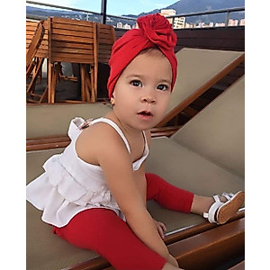 inSowni 8 Pack Solid Nursery Hospital Turban Hat Cap Beanie Bonnet with Flower for Baby Girls Toddlers Newborns Infants