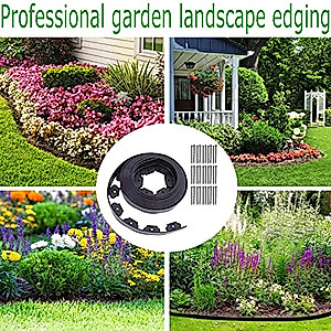 20ft Garden Kit with 18 Stakes,PE Plastic Garden for Yard,Lawn,Flower Gardens Border (Black-20FT)