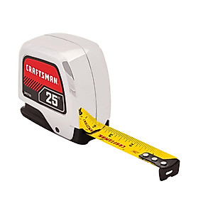 CRAFTSMAN Tape Measure, 25 ft, Retraction Control and Self-Lock, Solid Chrome Finish, Rubber Grip (CMHT37325S)
